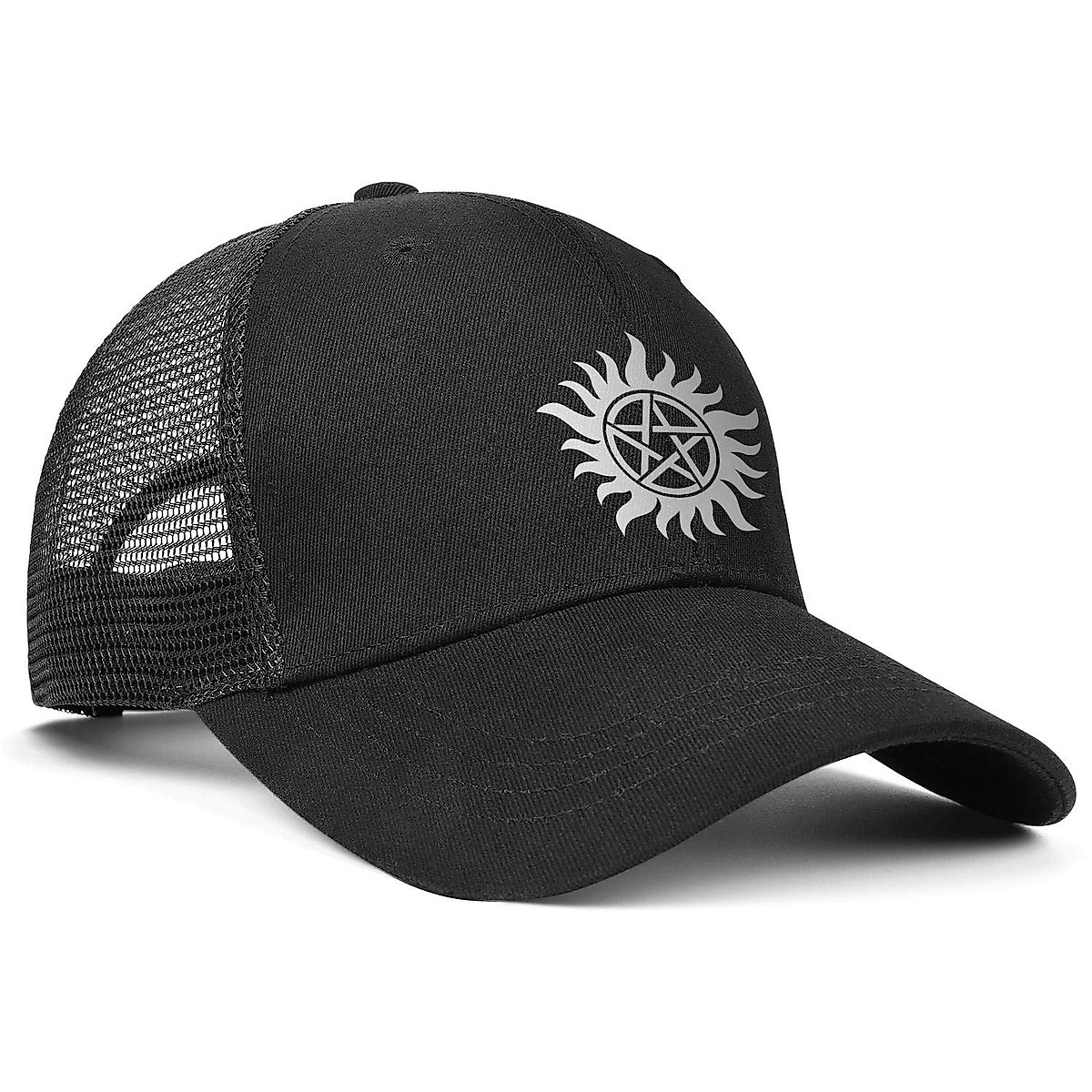 UNISEXCAPAA Unisex Baseball Cap Anti Possession Symbol Adjustable Snapback Mesh Trucker Dad Military Hat Black