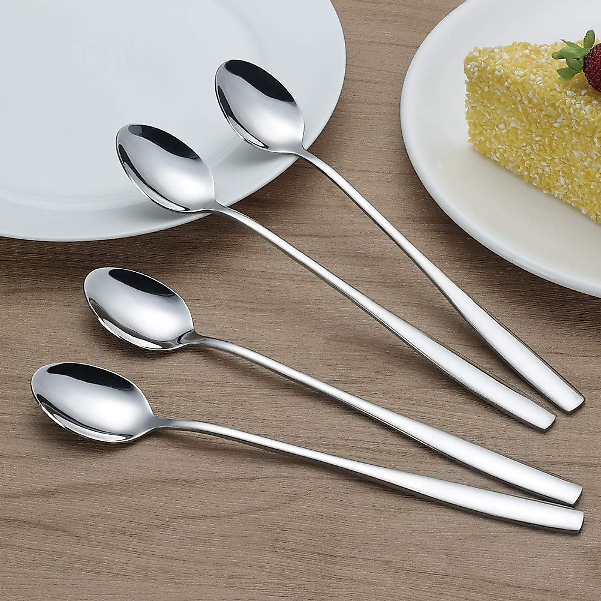 HOMMP Long Handle Iced Tea Spoon, Stainless Steel Ice Cream Spoon, Set of 16