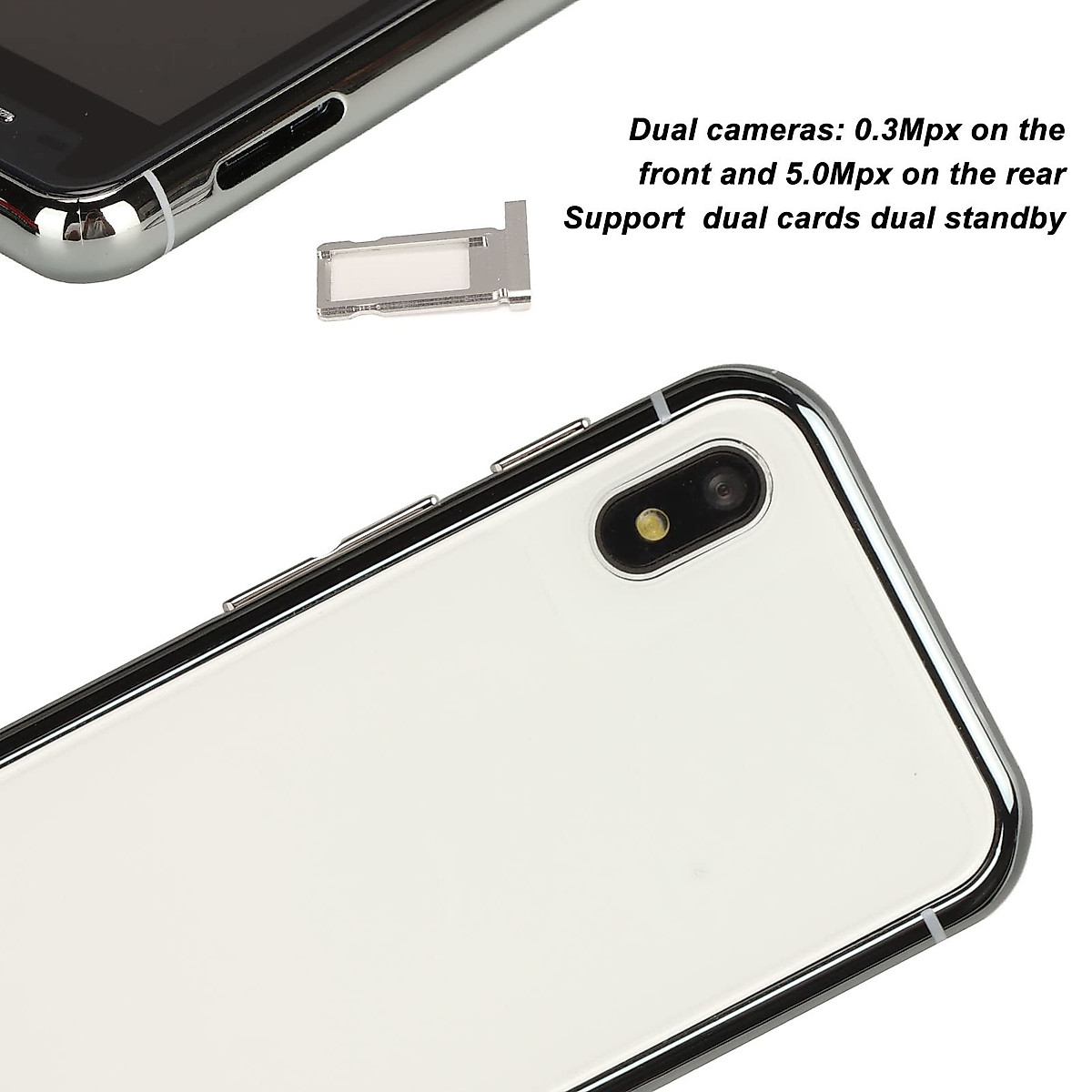 Diyeeni S9 Mini Smartphone, 4G Kids Phone Pocket, 2.5in Single Card Unlocked Small Phones, 2GB RAM 8GB ROM, for Android 7.0, Support WiFi Bluetooth Hotspot, for Whats App (White)