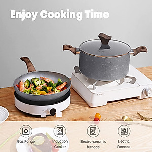 Cyrret Pots and Pans Set, Nonstick Cookware Set - 10 Pieces Granite Kitchen Cookware Sets, Induction Compatible Cooking, Dishwasher and Oven Safe, PFOA Free