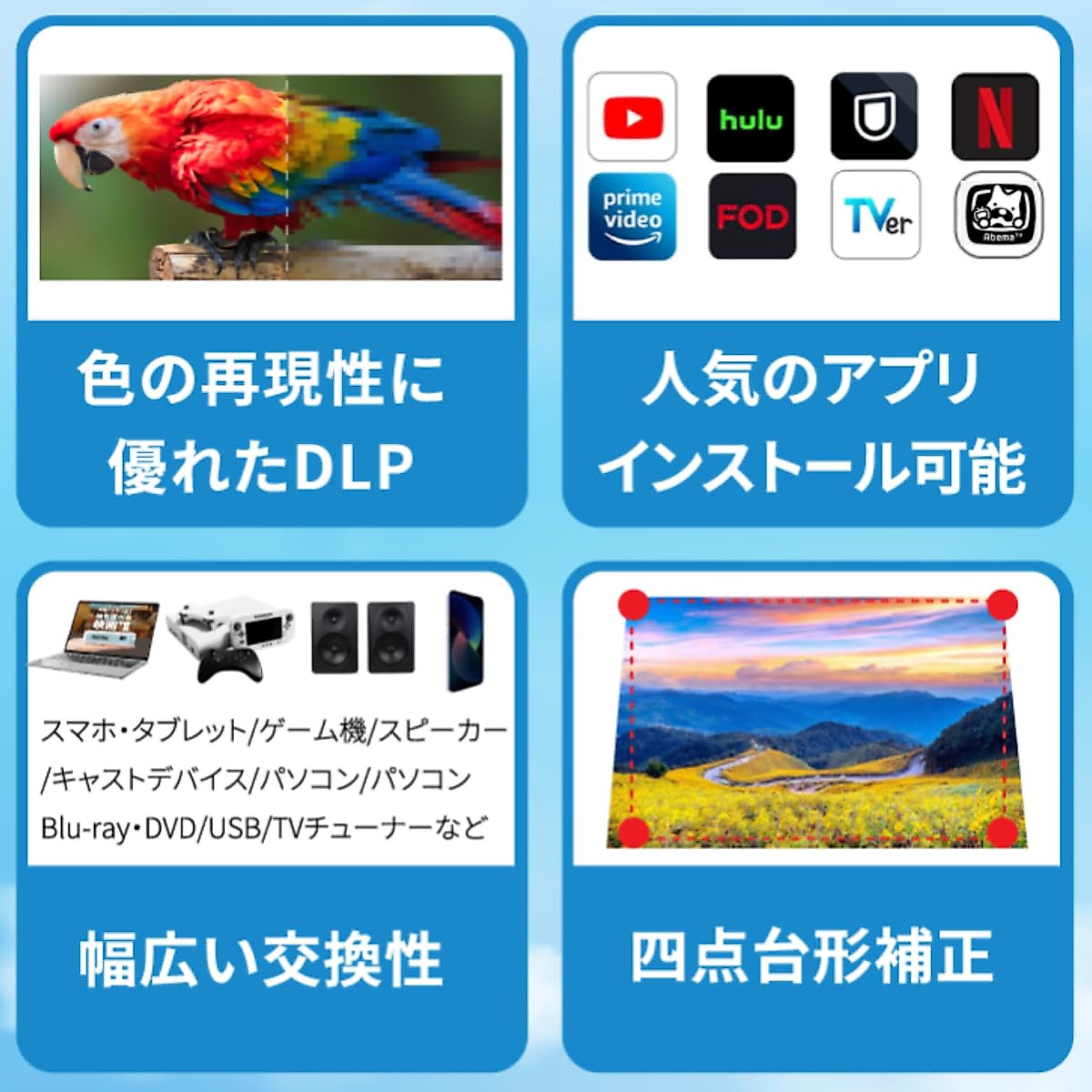 Outdoor Ultra Portable Pico Projector EZCast Beam J4a | WiFi Bluetooth Projector, Android 10, Supports Netflix, Battery for 4 hrs on a Playtime, DLP, 300 ANSI, 100" Displays, Compatible w/ HDMI, USB