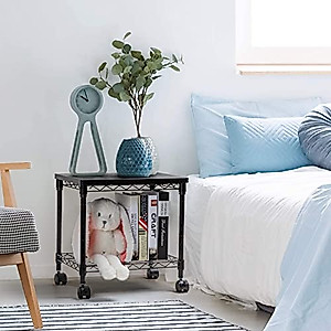 HUANUO Under Desk Printer Stand, 2 Tier Printer Cart for Storage, Mobile Printer Table with Swivel Wheels, Holds up to 100lbs, Perfect Desk Organizer Shelf for Home & Office, HNPS02