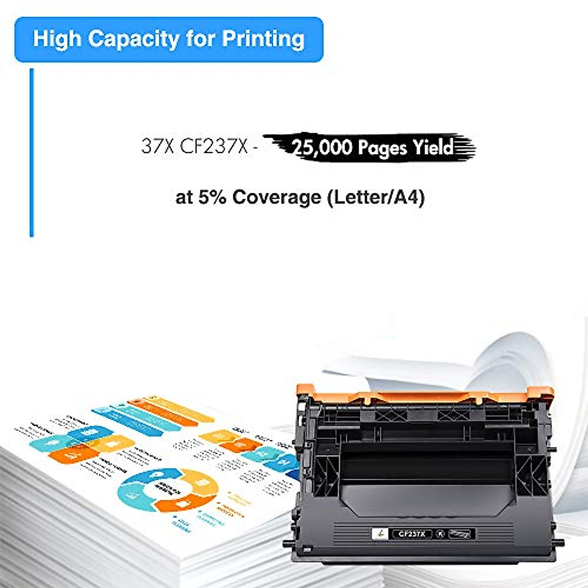 TRUE IMAGE Compatible Toner Cartridge Replacement for HP 37X CF237X 37A CF237A Enterprise M607 M608 M607n M607dn M608n M608dn M608x M609 MFP M631 M632 M633 Printer (Black, 1-Pack)