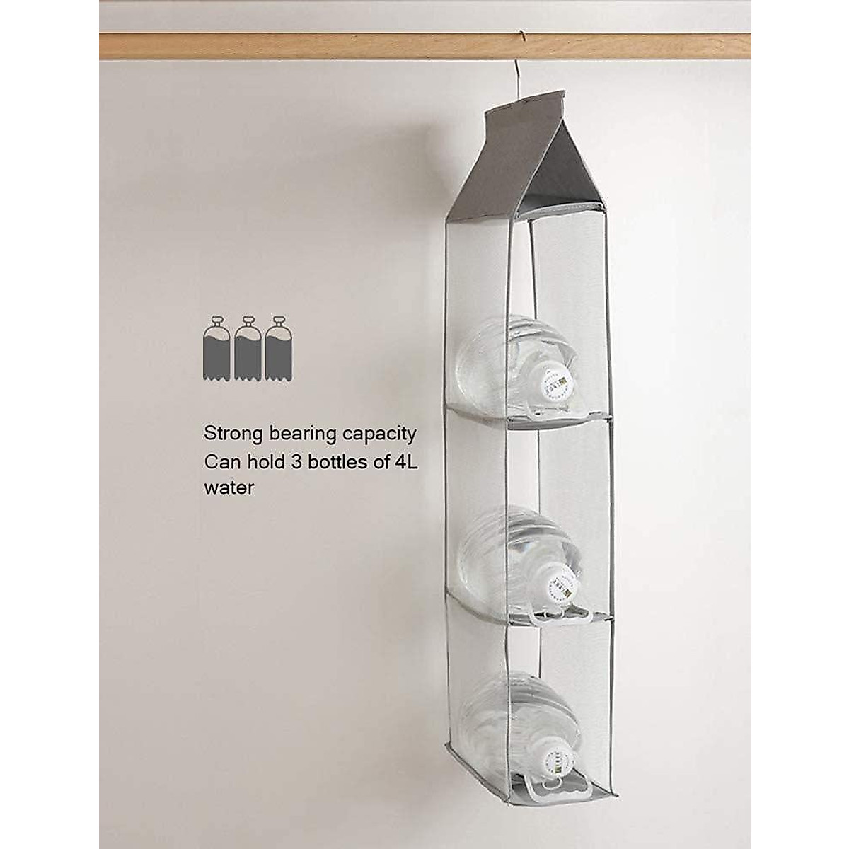 Handbag Hanging Organizer, 4 Pocket Hanging Purse Organizer Handbag Storage Hanger Oxford Cloth Closet Organizer for Family Closet Bedroom, Foldable and Universal Fit, Beige, Gray (4 Tiers, Gray)