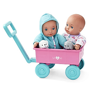 You & Me Twins with Puppies & Pull-a-Along Wagon