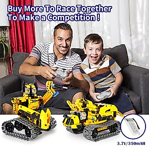 LECPOP 5 in 1 STEM Projects for Kids, Building Block Sets for Boys, Construction Toys for Kids Ages 8-14, RC Bulldozer/Robot/Dump Trucks Engineering Toys, Ideal Gifts for Boys & Girls