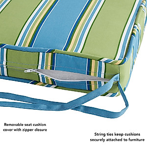 Greendale Home Fashions Outdoor 18-inch Square Reversible Seat Cushion, Belize Stripe 2 Count