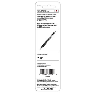 Uni-Ball Signo 207 Gel Pen Refills, 0.7mm, Medium Point, Black Ink, Pack of 12