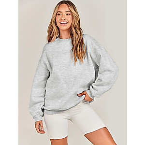 ANRABESS Sweatshirt for Women Oversized Crewneck Hoodies Fleece Casual Pullover Top Fall Fashion Outfits Clothes 2025 A1019 light gray X-Large