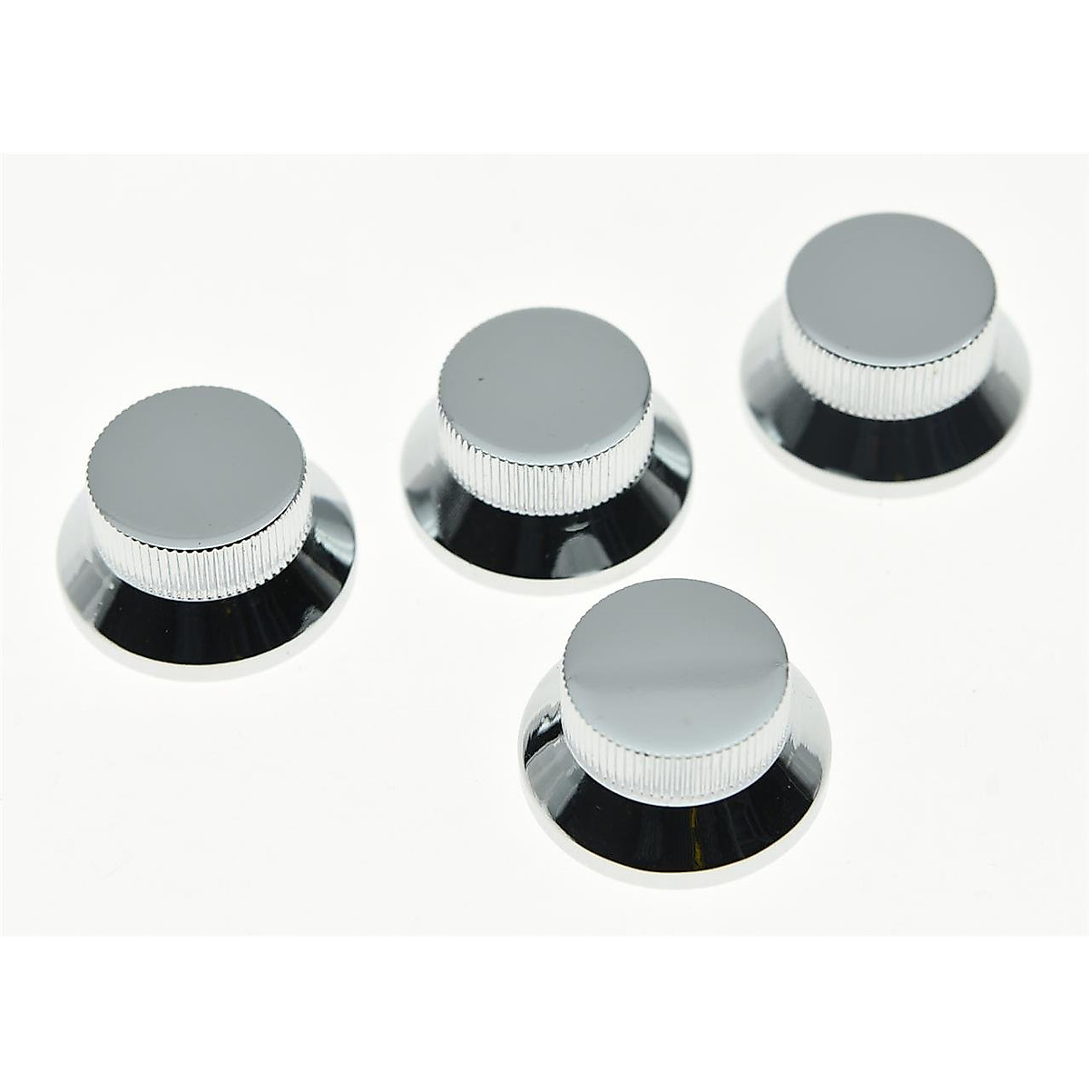 KAISH 4pcs Chrome LP Metal Bell Knobs Push On Guitar Bass Top Hat Knob for 5.8mm Split Shafts