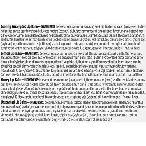 Burt's Bees 100% Natural Origin Rescue Lip Balm, Cooling Eucalyptus, Lemon, Honey, Unscented, 4 Tubes, Pack May Vary