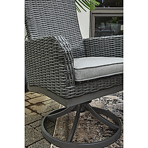 Signature Design by Ashley Elite Park Casual Outdoor Resin Wicker Swivel Chair with Cushion, 2 Count, Gray