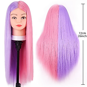 MYSWEETY Mannequin Head with Hair, Doll Head for Hair Styling, 26" Manikin head with 70% Real Human Hair Cosmetology Makeup Hairdressing Training Head with Clamp Holder and Tools