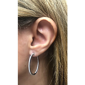 1 1/2 Carat Moissanite Inside Out Hoop Earrings for Women in 925 Sterling Silver (G-H, VS, cttw, DEW) Secure Lock by Beverly Hills Jewelers