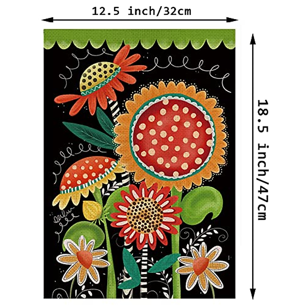 Spring Garden Flag Sunflower Black Summer Double Sided Burlap Vertical Holiday Seasonal Farmhouse Yard Outdoor Home Decorations 12.5 x 18 Inch