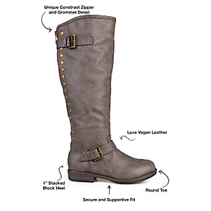 Journee Collection Women's Spokane Stacked Heel Riding Boots - Taupe
