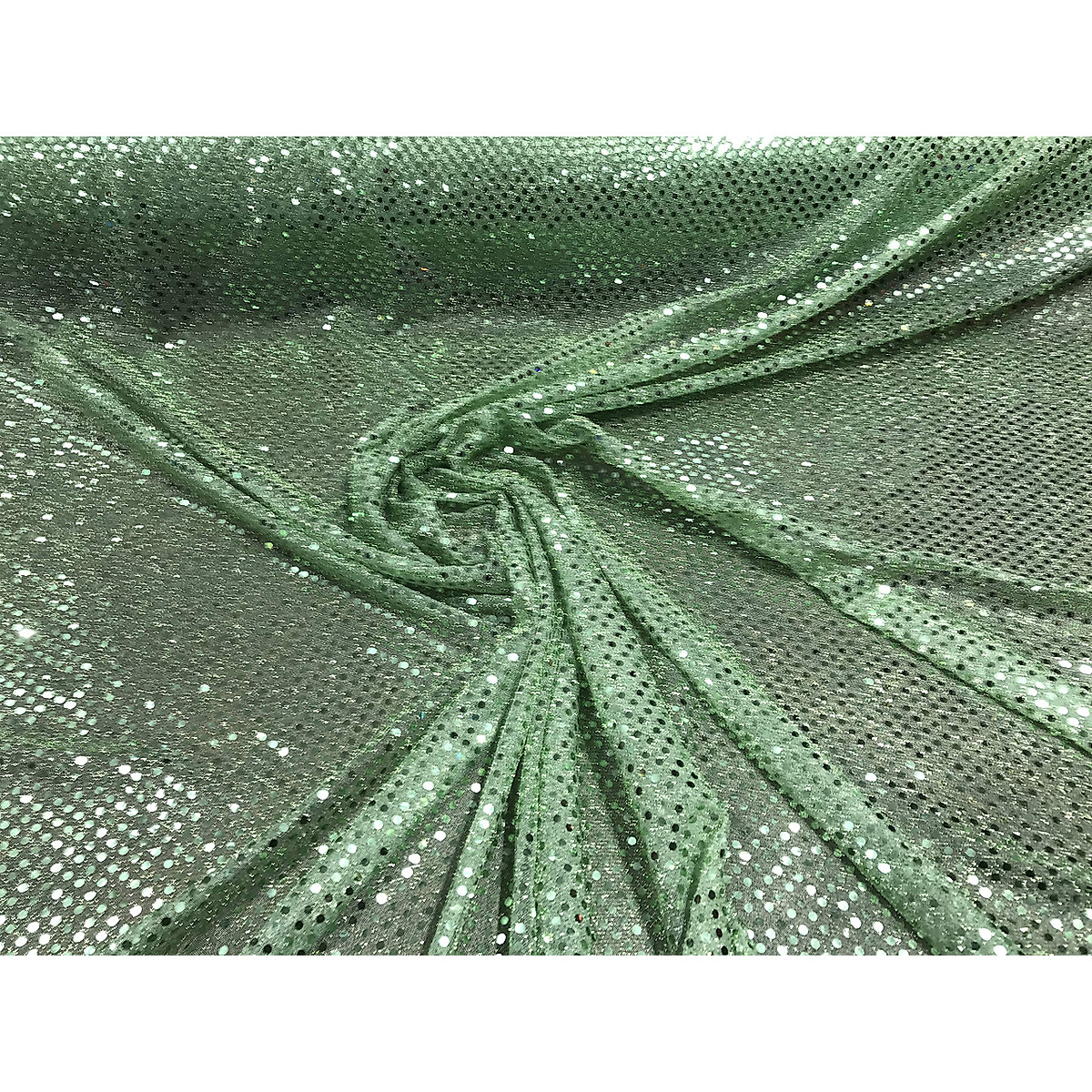 New Creations Fabric & Foam Inc, 40" Wide Mini Faux Sequin Knit Fabric Shiny Dot Confetti Sewing by The Yard. (Sage Green)
