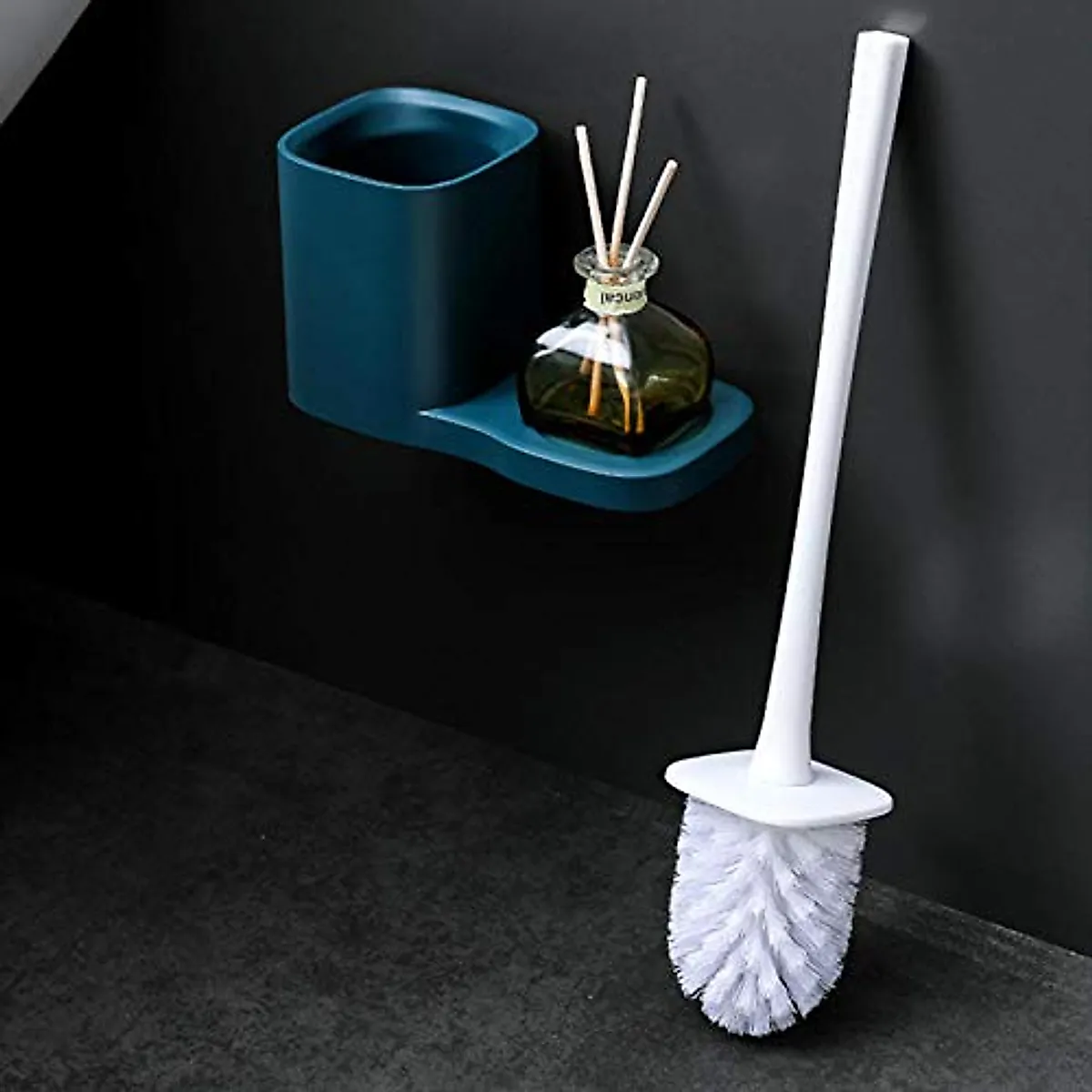 SPOUR Floor Standing/Mounted Wall Toilet Brush,Deep Cleaner Toilet Brushes,Bathroom Toilet Bowl Brushes,for Bathroom Toilet-Light_Blue