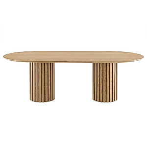 Modway Senja 95" Oval Modern Style MDF and Wood Dining Table in Oak
