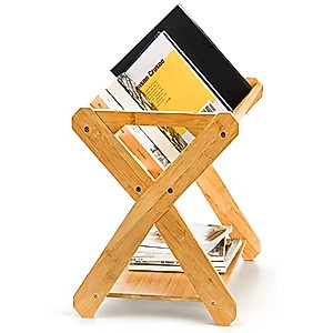 Okllen Kids' Book Caddy with Shelf, Bamboo Bookcase Book Storage Organizer, Book Rack Book Shelf Organizer for Toddlers, Bedroom, Playroom, Nursery, Sturdy, Including Installation Instruction