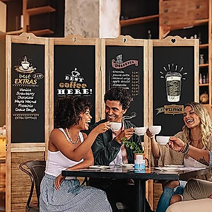 YITAHOME Wood Room Divider 4 Panel Folding Privacy Screens with Chalkboard, Freestanding Portable Privacy Screen Room Partition for Bedroom, Living Room, Study, Hotel, Office