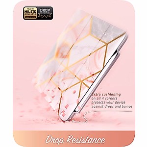 i-Blason Cosmo Case for New iPad Pro 12.9 Inch (2022 2021 2020 Release), Full-Body Trifold Stand Protective Case Smart Cover with Auto Sleep/Wake & Pencil Holder (Marble)