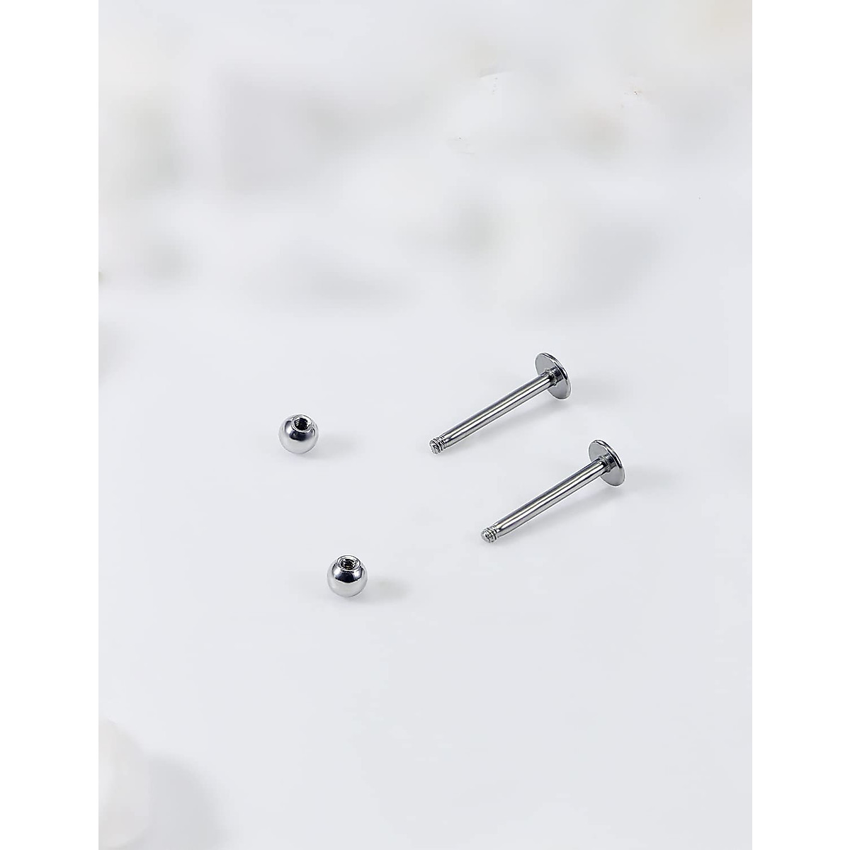 Yaalozei 16G 12mm Lip Labret Monroe Medusa Ashley Rings Stud Piercing Jewelry 16 Guage Surgical Stainless Steel Snake Bite Flat Back Lip Ring Helix Cartilage Earrings Stud Piercings Jewelry Women Men