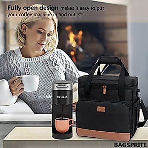 BAGSPRITE Coffee Maker Travel Bag Compatible with Keurig K-Mini or K-Mini Plus, Single Serve Coffee Brewer Carrying Case with Multiple Pockets for K-Cup Pods, Storage Bag With Shoulder Strap Grey
