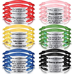 MTLEE 24 Pieces Inspirational Bracelets Gifts for women Graduation Gifts Motivational Quotes Words Engraved Bangle Bracelets Adjustable Birthday Friendship Holiday Gift for Women Girls