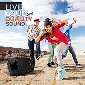 Pyle 800W Portable Bluetooth PA Speaker - 8’’ Subwoofer, LED Battery Indicator Lights w/ Built-in Rechargeable Battery, MP3/USB/SD Card Reader, and UHF Wireless Microphone - Pyle PSBT85A,Black