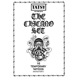 Tatsy Chicano Set, Temporary Tattoo Cover Up Sticker for Men and Women, Body Temp Fake Tattoos, Chicana Gansta Lowrider Style Culture, Unique Realistic Designs