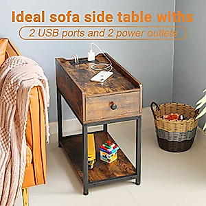 AMHANCIBLE Nightstands Set of 2, Small End Tables Living Room with Drawer