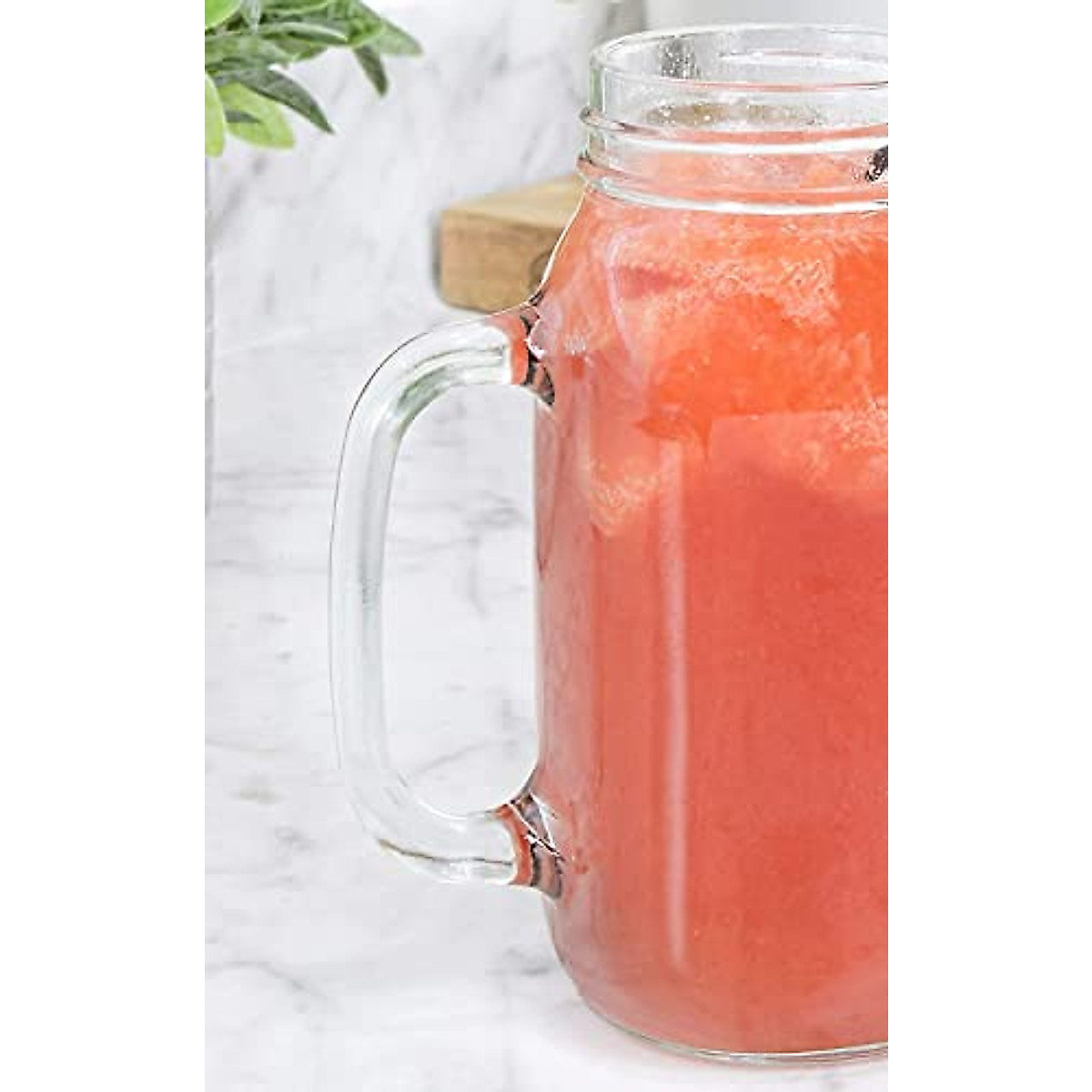 Darware Mason Jar Mugs with Handles (24oz, Clear, 4-Pack); Glass Drinking Glasses for Cold Beverages, Decoration, Storage, Party Favors, Cocktails, Floats