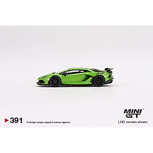 True Scale Miniatures Model Car Compatible for Lamborghini Aventador SVJ Verde Mantis 1/64 Diecast Model Car MGT00391