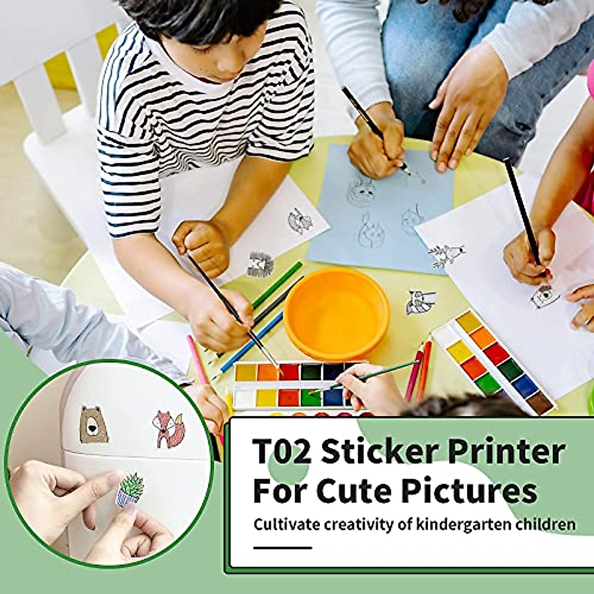 T02 Mini Printer Sticker Maker - Portable Pocket Thermal Instant Photo Printer - T02 Sticker Maker Machine Mini Printer, Wireless Receipt Label Maker Printer for Sticky Scrapbook, Label