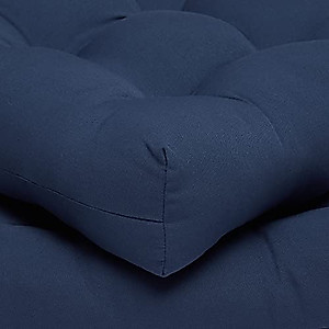Amazon Basics Tufted Outdoor Patio Square Seat Cushion 19 x 19 x 5 Inches, Insignia Blue - Pack of 2