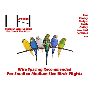 Round Bird Flight Hook CAGE for Small Size Cockatiel Lovebird Finch Canary Aviary Budgie Parakeet (13" D x 24" H, Black)