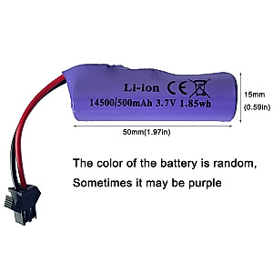 Threeking 3.7V 500mAh 14500 Rechargeable Li-ion Battery SM-2P Joint with USB Charger for Rc Remote Control Car Toys