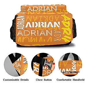 ZAACUSTOM Personalized School Backpack with Name Text, Stylish Custom Bookbag for Kids Boys Girls, Waterproof Elementary Customize Book Bag with Adjustable Shoulder Straps, 1 Pack