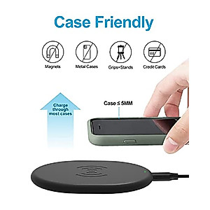 Ultra-Slim Wireless Charger, 15W Maximum Fast Wireless Charging Pad Compatible with iPhone 14/13/12/11, for Samsung Galaxy S21/S20/S10/S9/S8/Note20/10/9/8,Google Pixel(No AC Adapter)