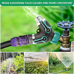 Hose Splitter 2 Way 3/4 Inch Faucet Y Connector With Shut Off Valve,Garden Hose Splitter With 4 Leakproof Washers 1 Tape As Gift,Garden Supplies Hose Splitter Adapter For Indoor Or Outdoor Faucets