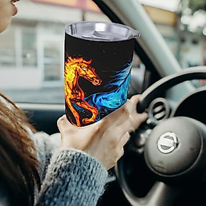 AYCZN Water Fire Horse 20 OZ Tumbler Stainless Steel Travel Coffee Mug, Galaxy Insulated Water Bottle with Lid and 2 StrawsLeakproof Thermal Cup