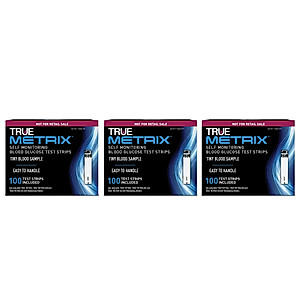 3X 100ct TRUE METRIX Test Strips + 3X 100ct 28g TRUEplus Lancets + TRUEplus Log Book
