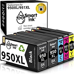 Smart Ink Compatible Ink Cartridge Replacement for HP 950XL 951XL 950 XL 951 XL 5 Pack Combo to use with Officejet Pro 8600 plus 8610 8620 8100 8625 8630 Printers (2 Black & 1 Cyan 1 Magenta 1 Yellow)