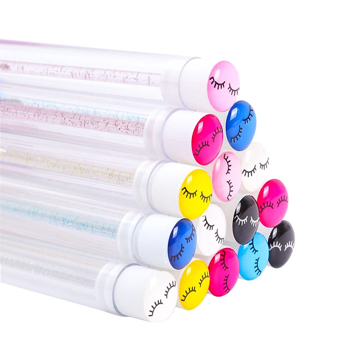 20 Pcs Pink Lash Disposable Mascara Brushes Diamond Eyelash Spoolies Makeup Brush Mascara Wand in Sanitary Tube Lash Supplies