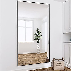 KIAYACI Full Length Mirror Oversized Floor Mirror with Stand Bedroom Dressing Mirror Full Body Wall Mirror (Black, 71" x 32")
