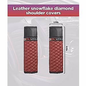 AOCISKA 2Pcs Car Seat Belt Cover Pads,Auto Seat Belt Cover,Seatbelt Shoulder Seatbelt Pads Cover for a More Comfortable Driving,Sparkling Rhinestone Shoulder Strap (Wine Red)