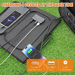 Solar Generator 600W Portable Power Station with 100W Solar Panel, 296Wh Backup Battery Pack with AC Outlet, Only 12.66 lb for RV, Outdoors, Camping, Traveling, and Emergencies