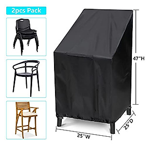 Outdoor Chair Covers Waterproof 1 Pack, High Back Patio Chair Covers for Outdoor Furniture Cover, Stacking Chair Cover Anti-UV, Snow Dust Wind-Proof, Patio Furniture Covers 47"×25"×25"