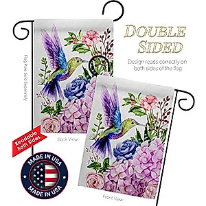 Breeze Decor Purple Hummingbird Garden Flag Friends Birds Flamingo Cardinal Peacock Springtime Natural Wildlife House Decoration Banner Small Yard Gift Double-Sided, Made in USA